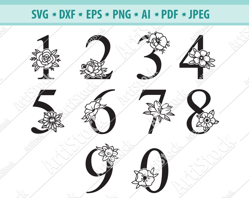 Floral Numbers Svg Herbal Numbers Svg Botanical Numbers Svg - Etsy Canada