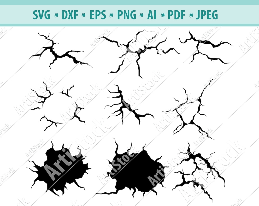 Cracks Digital Clipart, Cracks Svg, Lightning SVG Instant Download ...