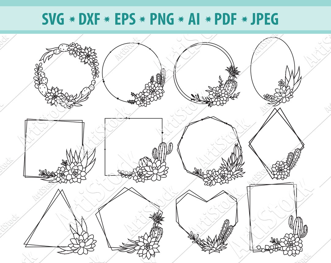 Cactus Frames SVG, Cactus SVG File, Cactus Monogram Svg, Cactus Border ...