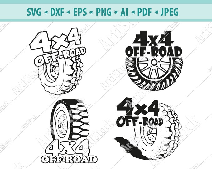 4X4 Svg Four by Four Logo Pack Off-road Rally Car Truck Racing SGV ...