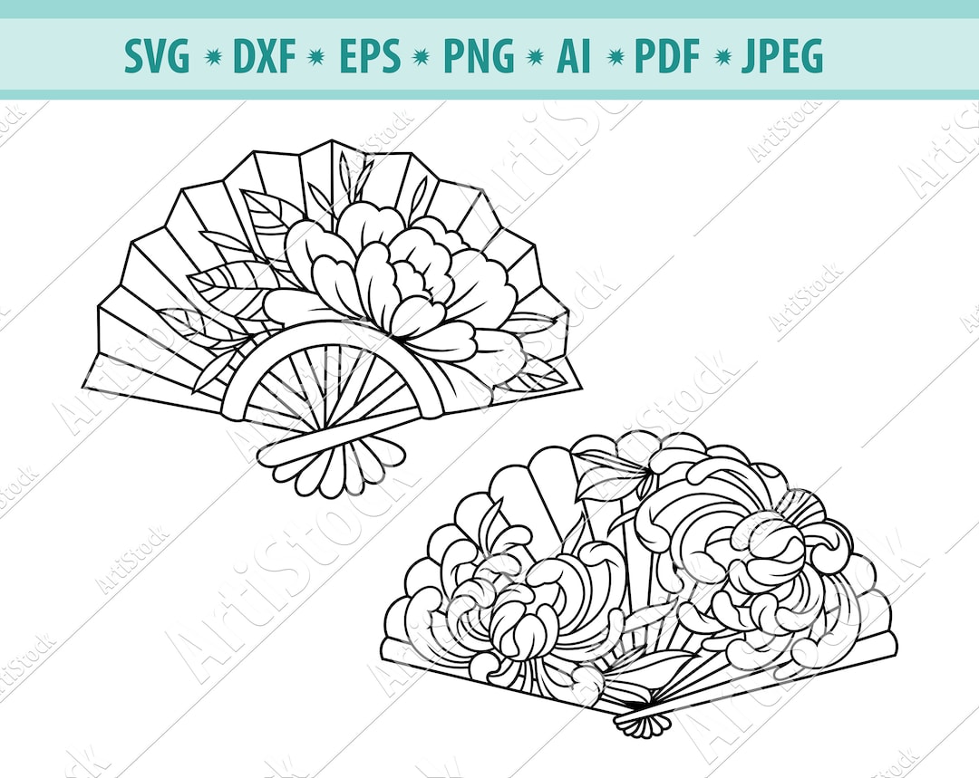 Folding Hand Fan Svg, Flower Hand Fan Svg, Fan Clipart, Oriental Fan ...