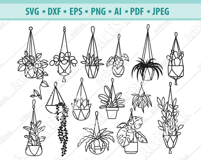 House Plants Svg, Potted Plant Svg, Hanging Plant Svg, Gardening Svg ...