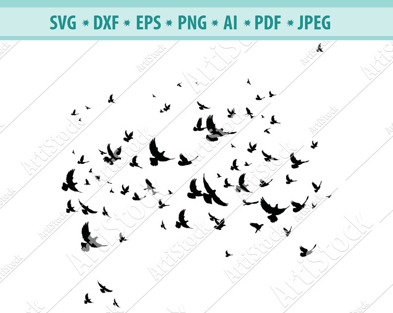 Flock of Birds SVG Vector Silhouette of Birds SVG Flying - Etsy