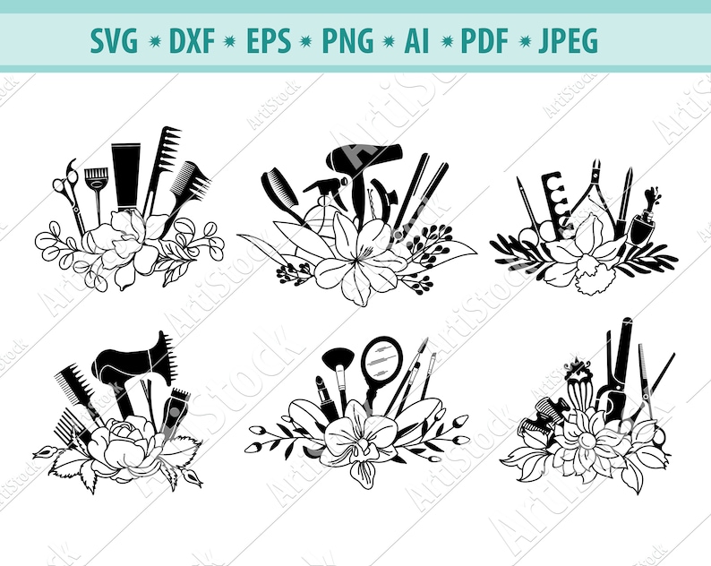 Hairdresser SVG File Hair Salon Svg Floral Hairdresser Tools - Etsy