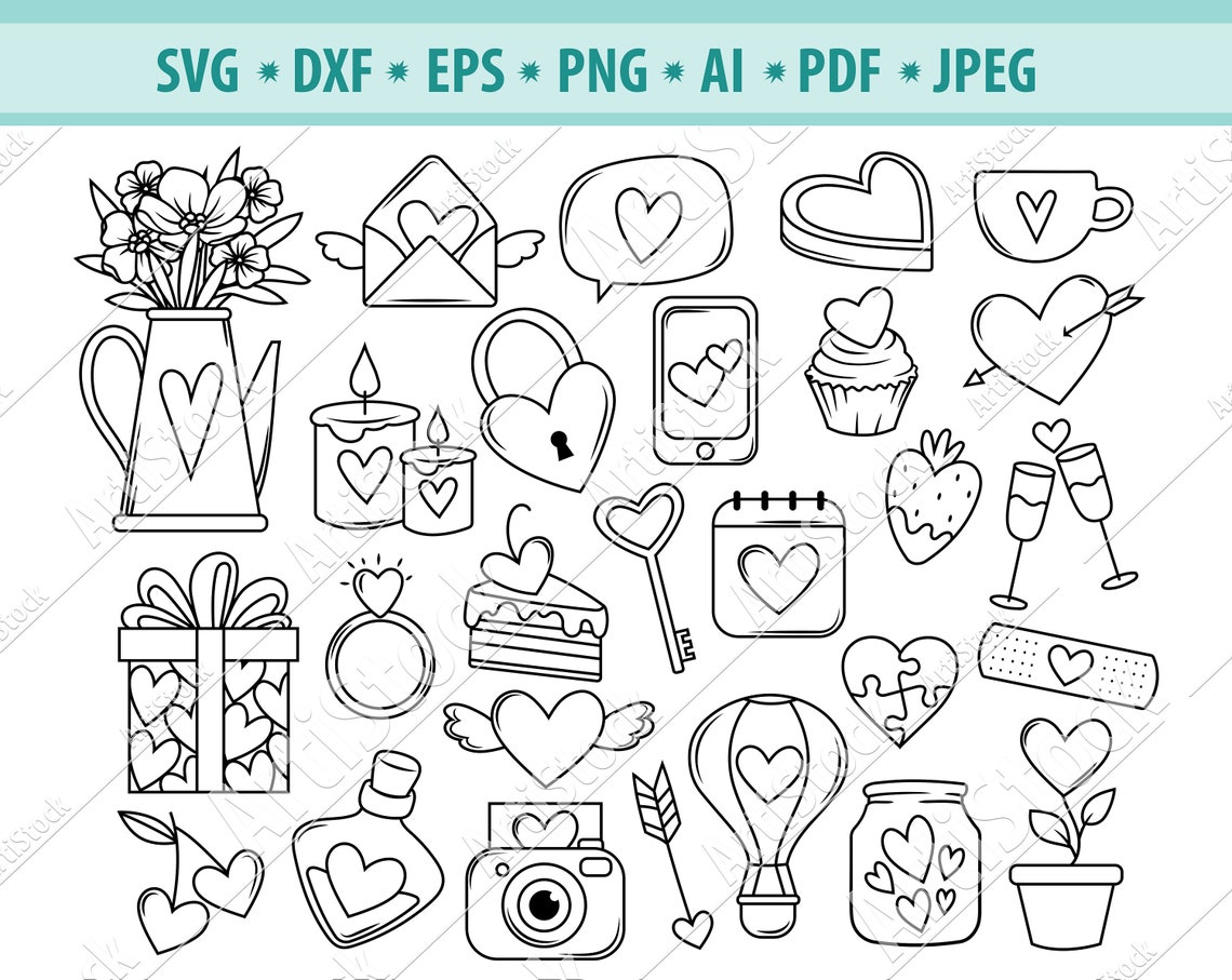 Valentines Day SVG Love Clipart Svg Valentine Elements SVG | Etsy