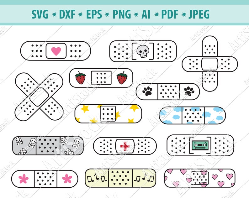 Bandage Svg Bundle Bandaid Clipart Bandaid With Heart Svg - Etsy