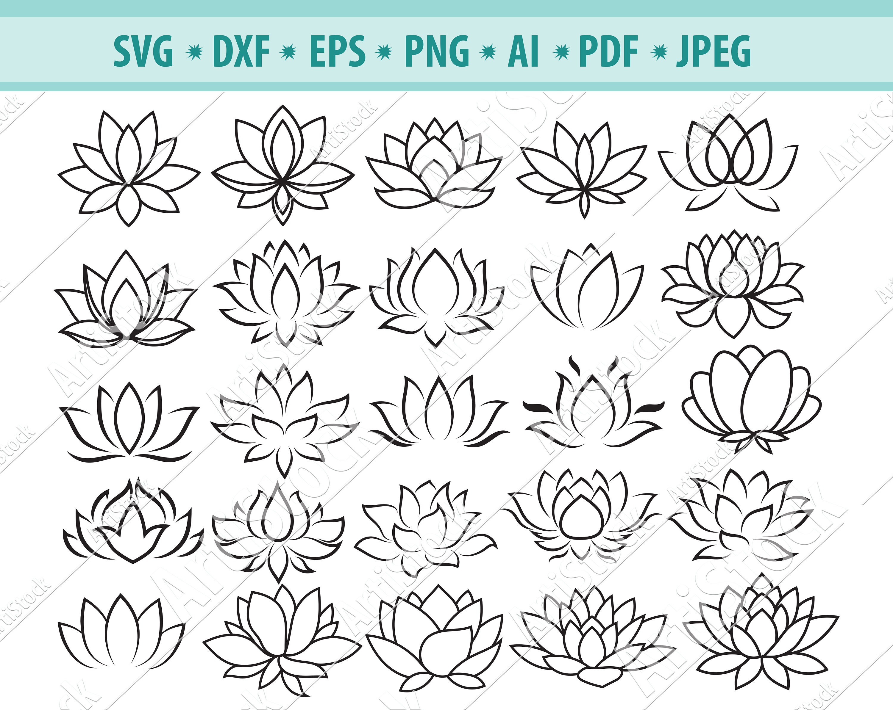 LOTUS SVG Lotus Clipart Lotus Flower Flower Svg Floral | Etsy