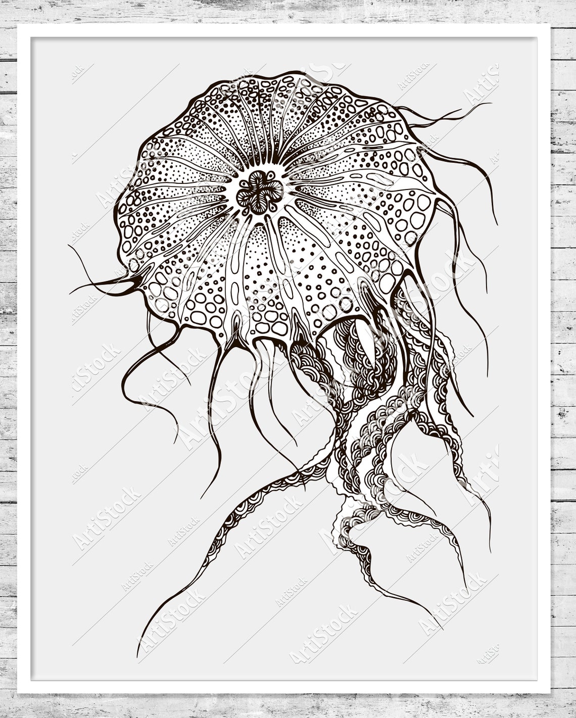 Zentangle Jellyfish SVG dxf png eps ai Cricut | Etsy