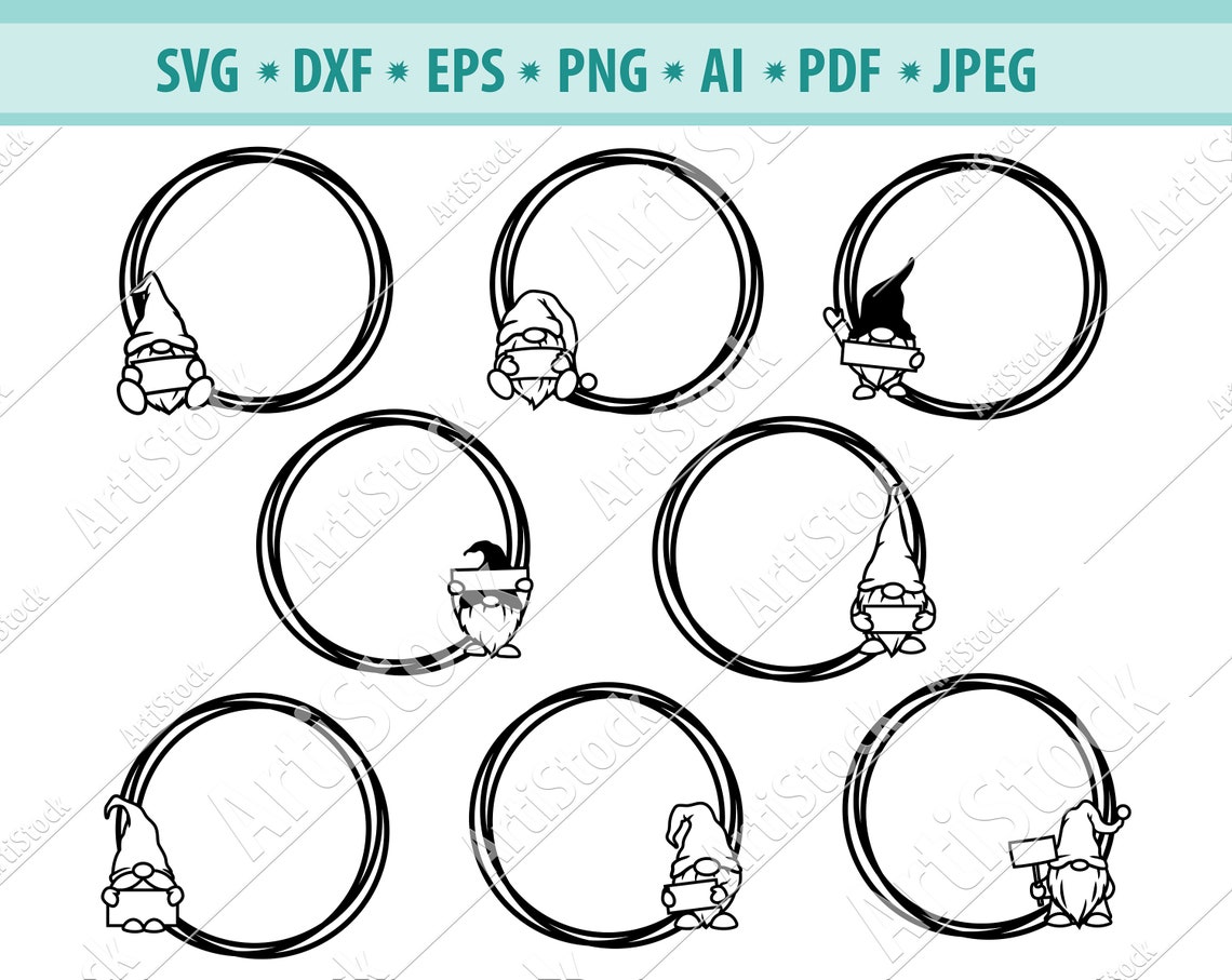 Gnome Frame Svg Cute Garden Gnome SVG Nordic Gnome Svg - Etsy