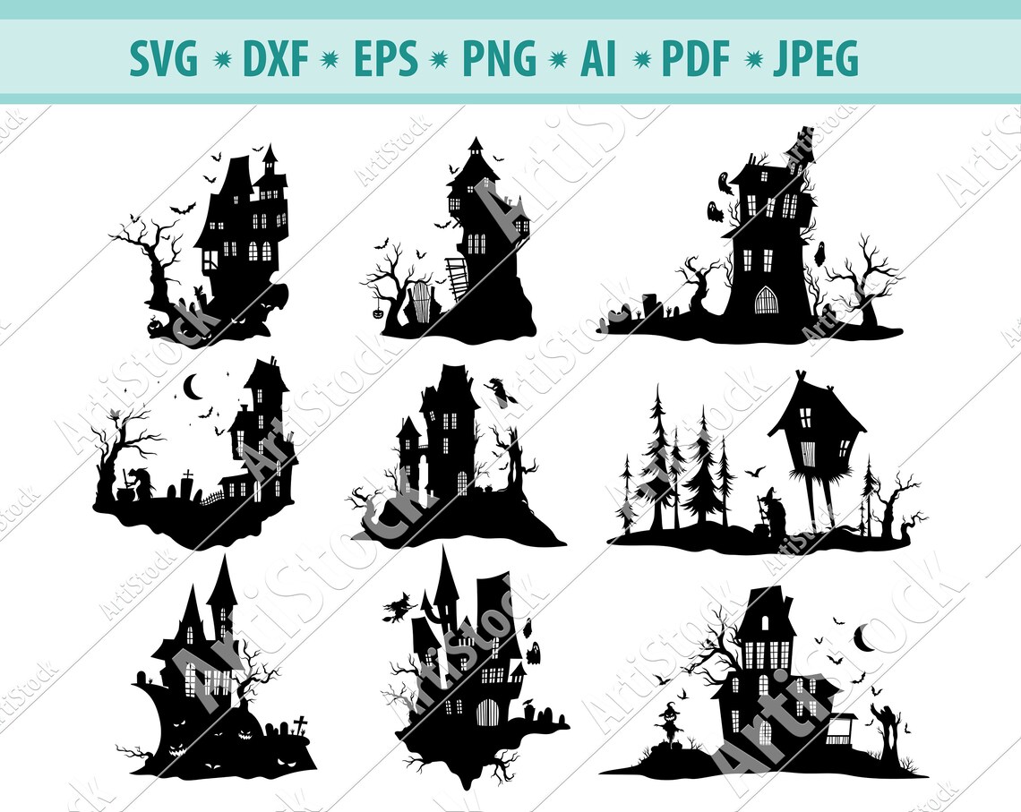 Haunted House SVG Spooky Halloween SVG Ghost SVG Cute - Etsy