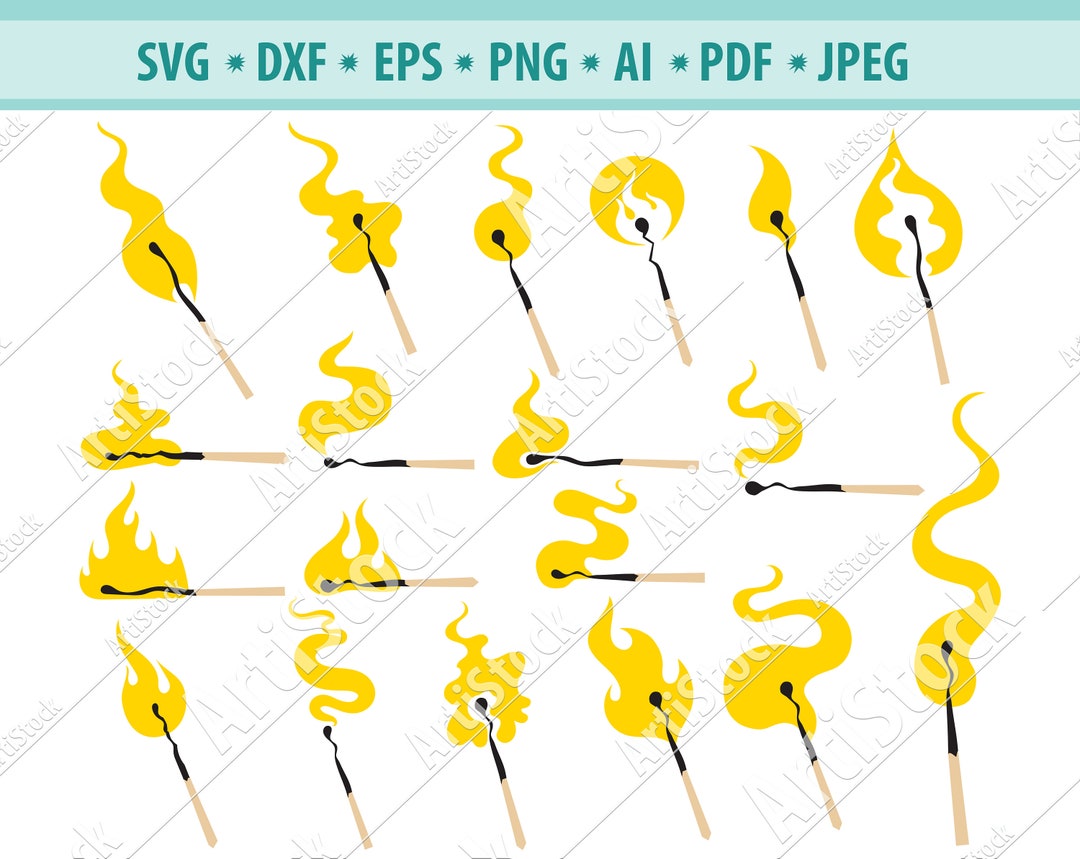 Burning Match Svg, Match Flame Vector Files, Fire Iron on Svg, Burning ...