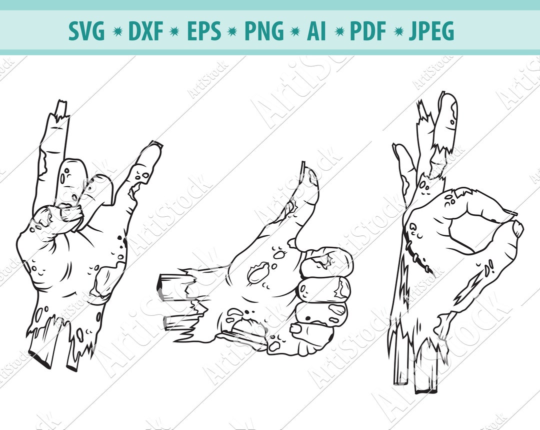 Halloween Zombie Hands Svg, Zombie Hand Gestures Svg, Zombie Svg, Rock ...