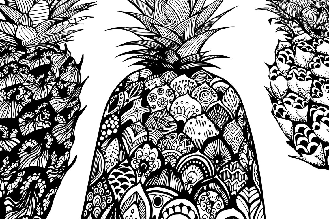 Set Pineapples Svg. Pineapple Zentangle Print. Vector | Etsy