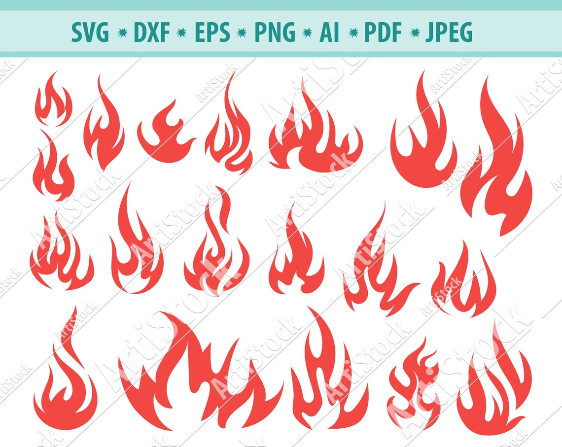 SVG de fuego llamas SVG Fire Cricut Fire Dxf Flames - Etsy España