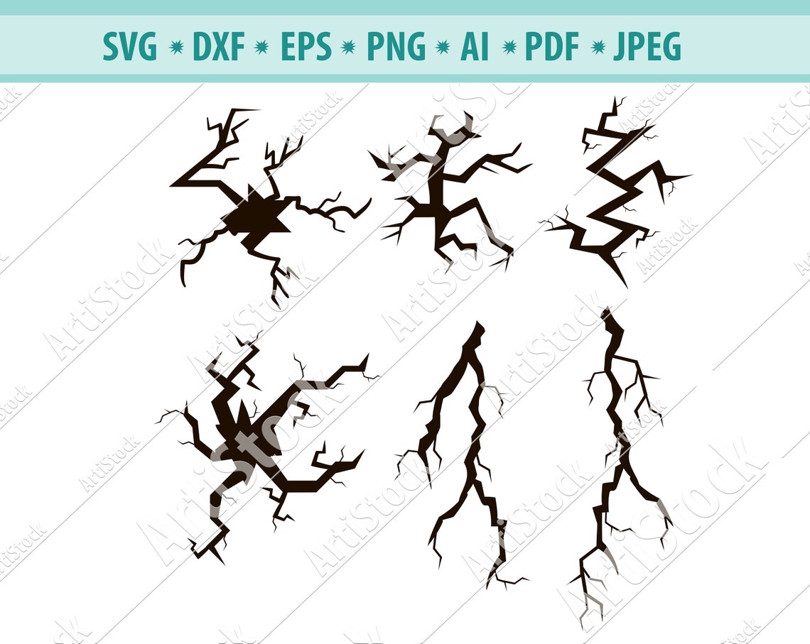 Cracks Digital Clipart Cracks Svg Lightning SVG Instant | Etsy India
