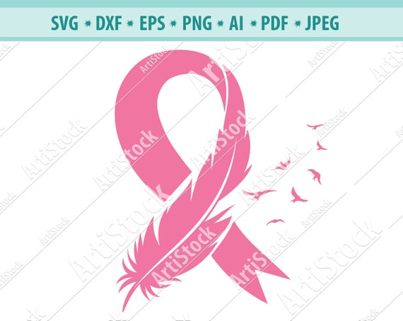 Cancer Ribbon SVG Feather Pink Ribbon SVG Cut File Files for | Etsy