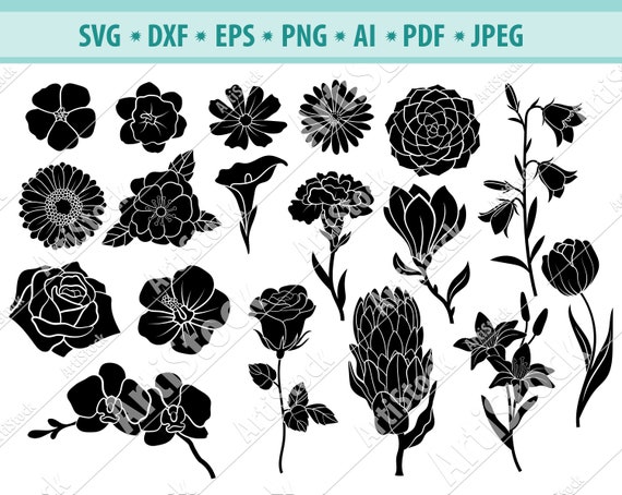 Flower Svg File Flowers Cutting Files Flower Silhouette | Etsy