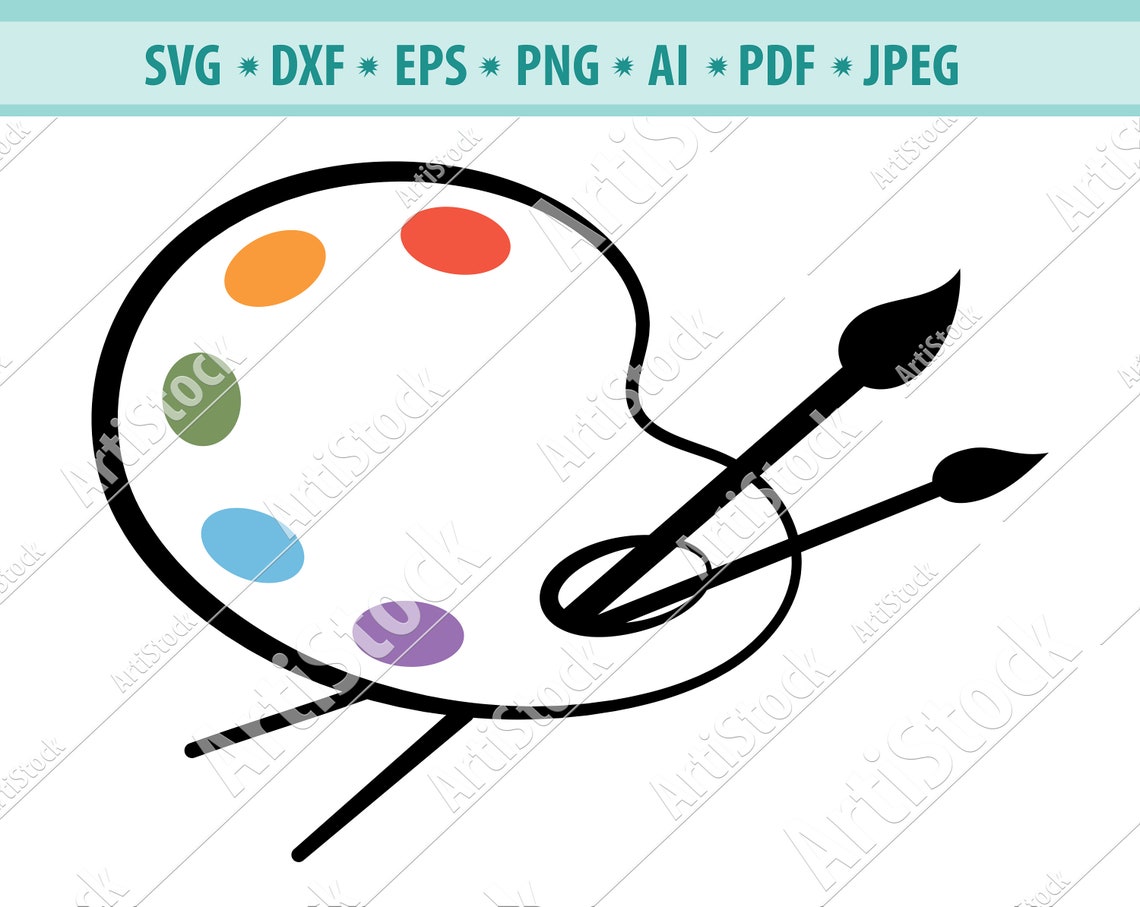 Artist Paint Palette SVG Paint Brush Artist Palette Vinyl | Etsy