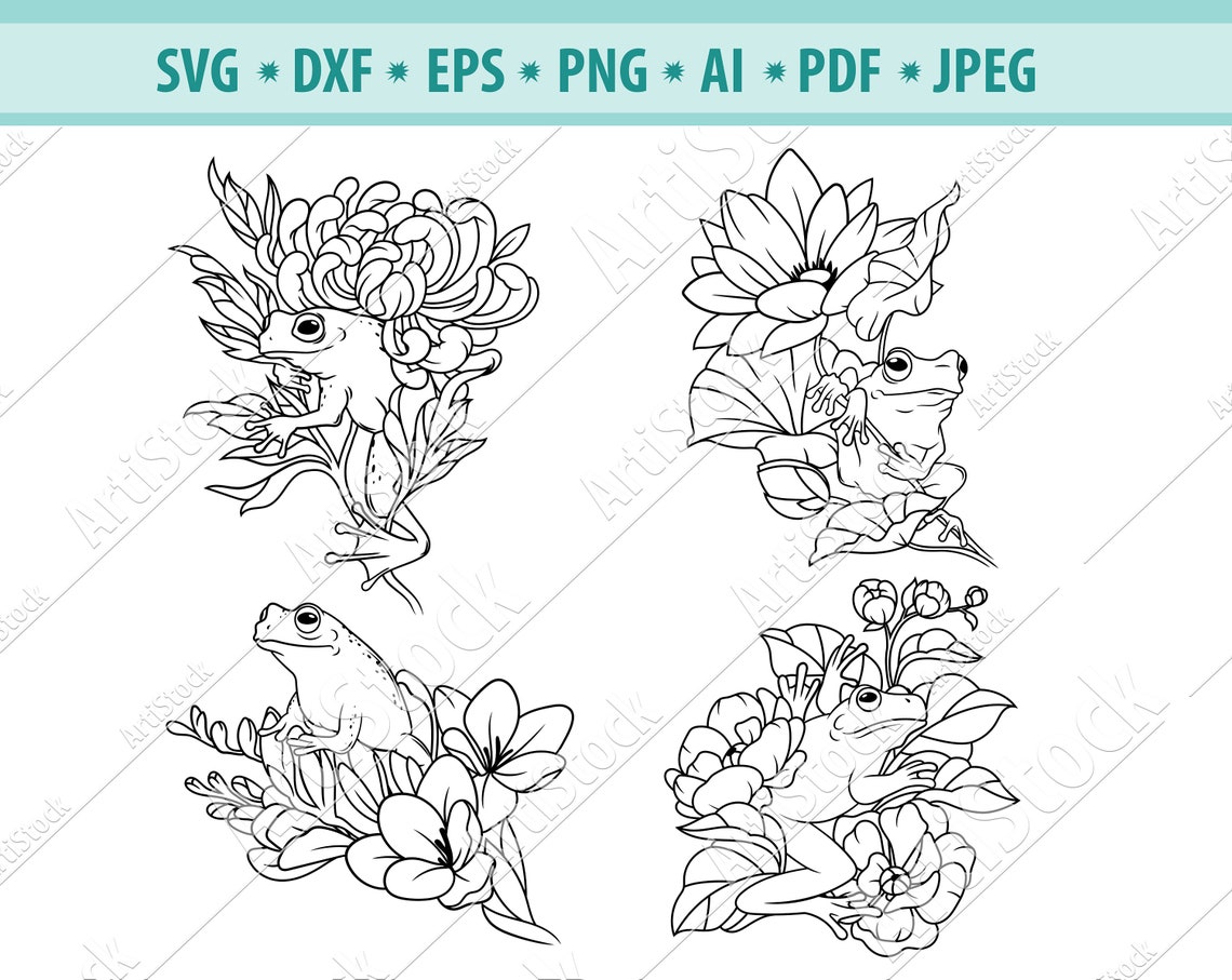 Flower Toad Svg File Cute Frog Svg Frog Clipart Flower Frog | Etsy