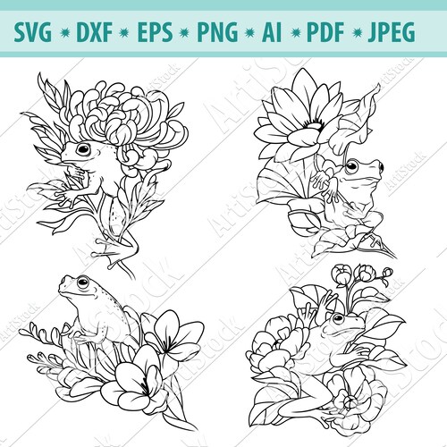Flower Toad Svg File Cute Frog Svg Frog Clipart Flower Frog - Etsy