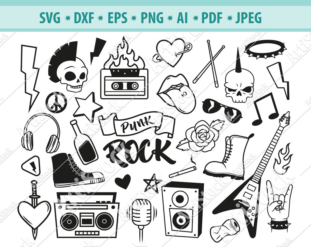 Rock Items Svg, Rock Sticker Svg, Metal Rock Svg, Skeleton Rocker Svg ...