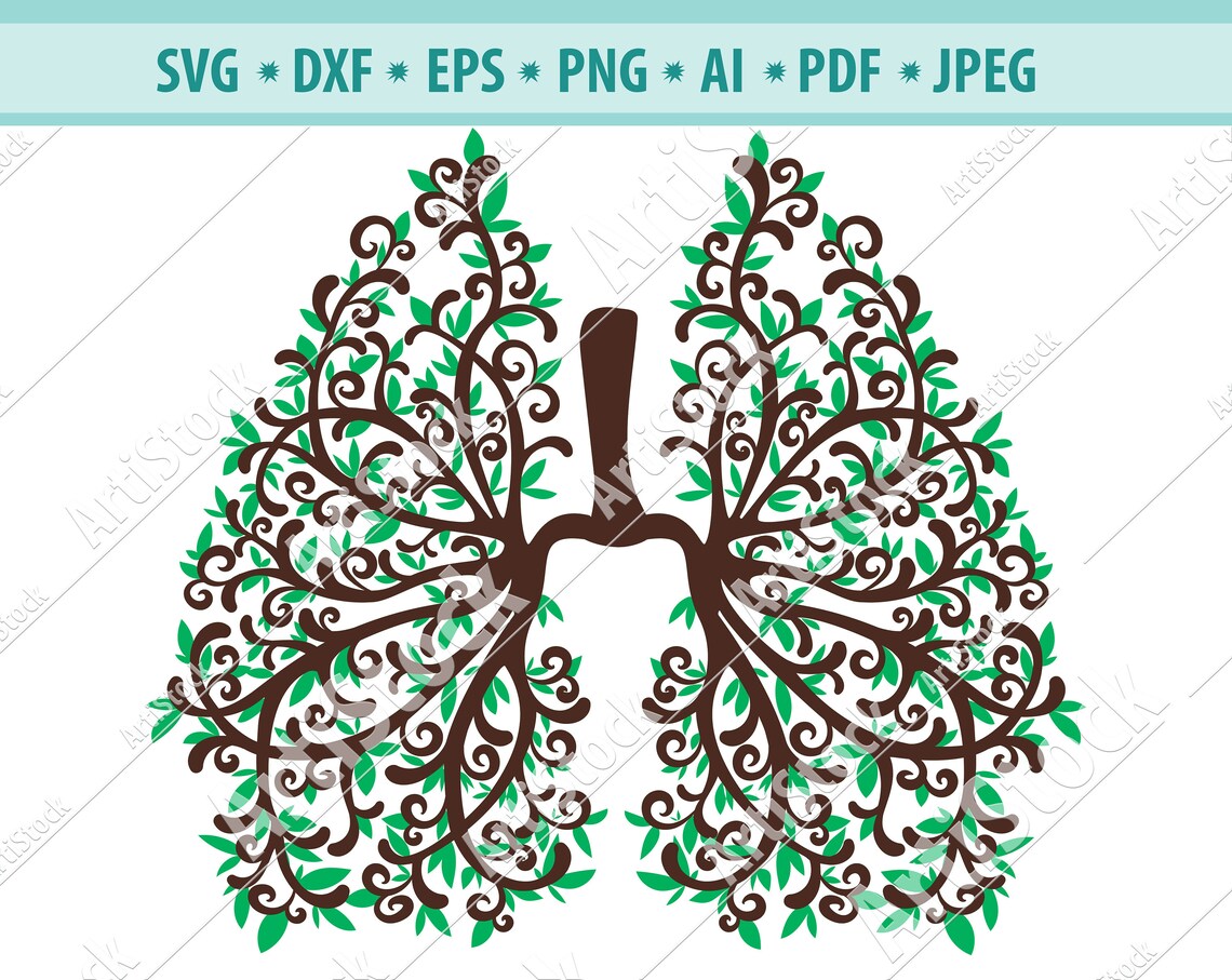 Human Lung Svg Lungs Svg Flowery Human Lung Silhouette | Etsy