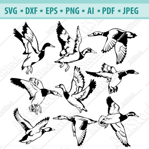 Flock of Birds SVG Vector Silhouette of Birds SVG Flying - Etsy