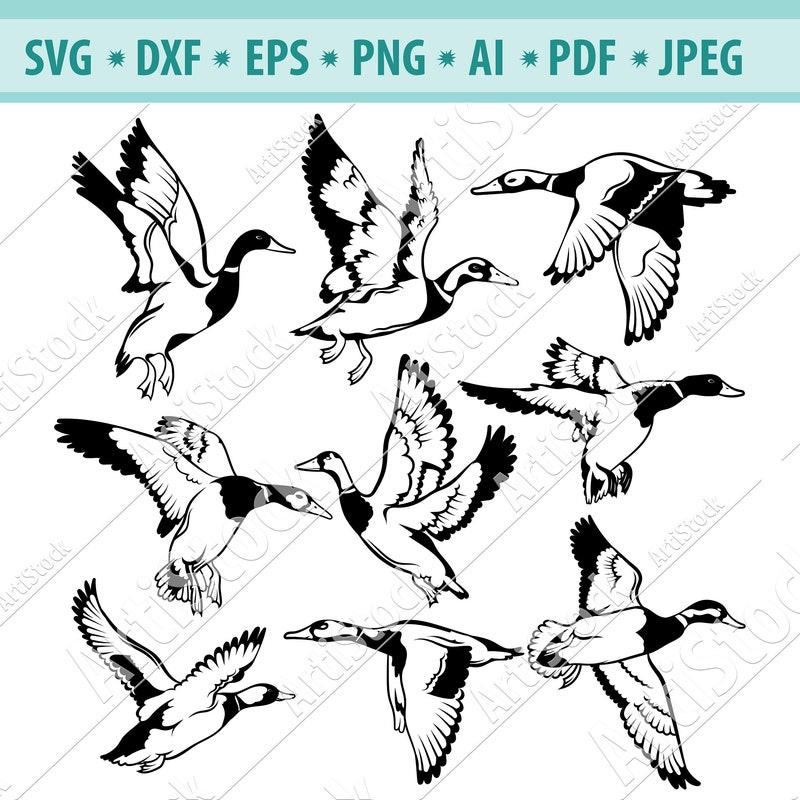Duck Flying Svg - Etsy