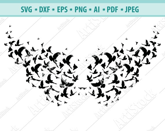 Flock of Birds SVG Vector Silhouette of Birds SVG Flying - Etsy