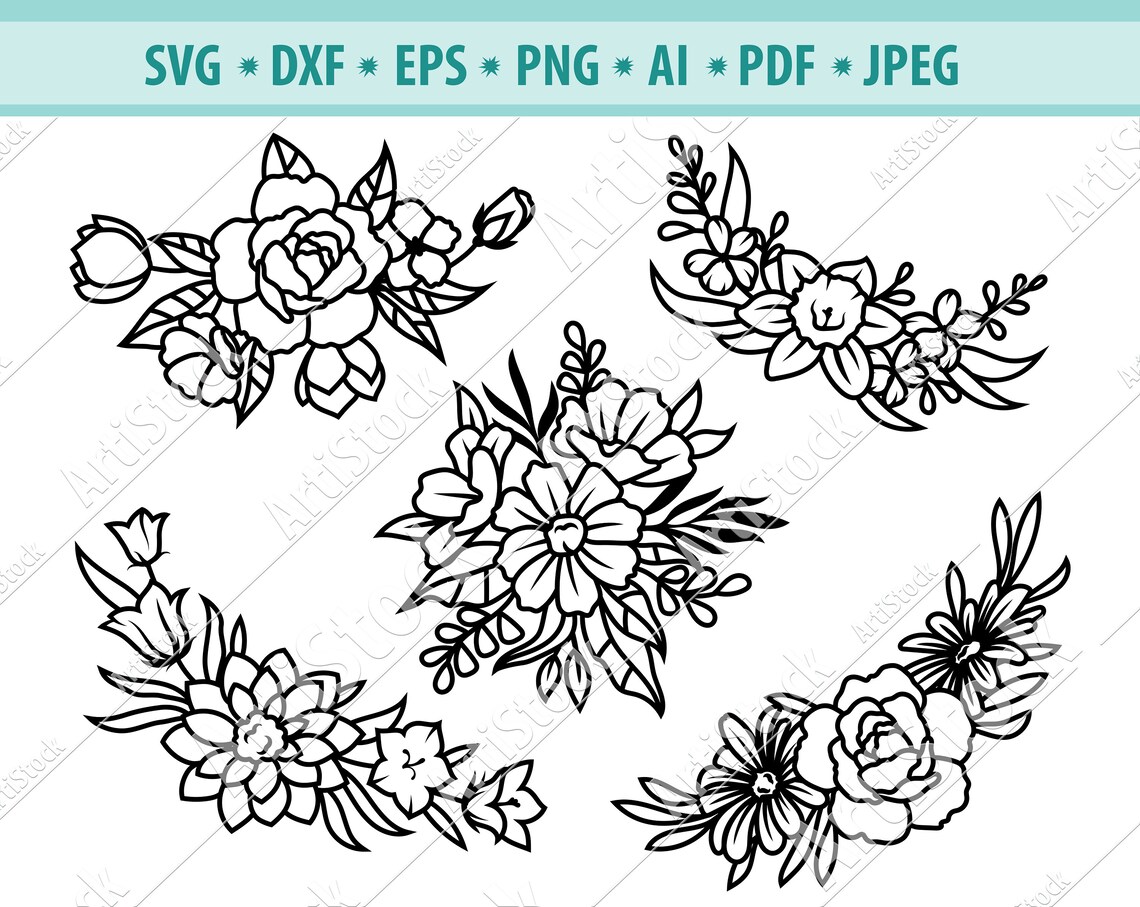 Flower SVG Files Flower Wreath Svg Floral Headband Svg - Etsy