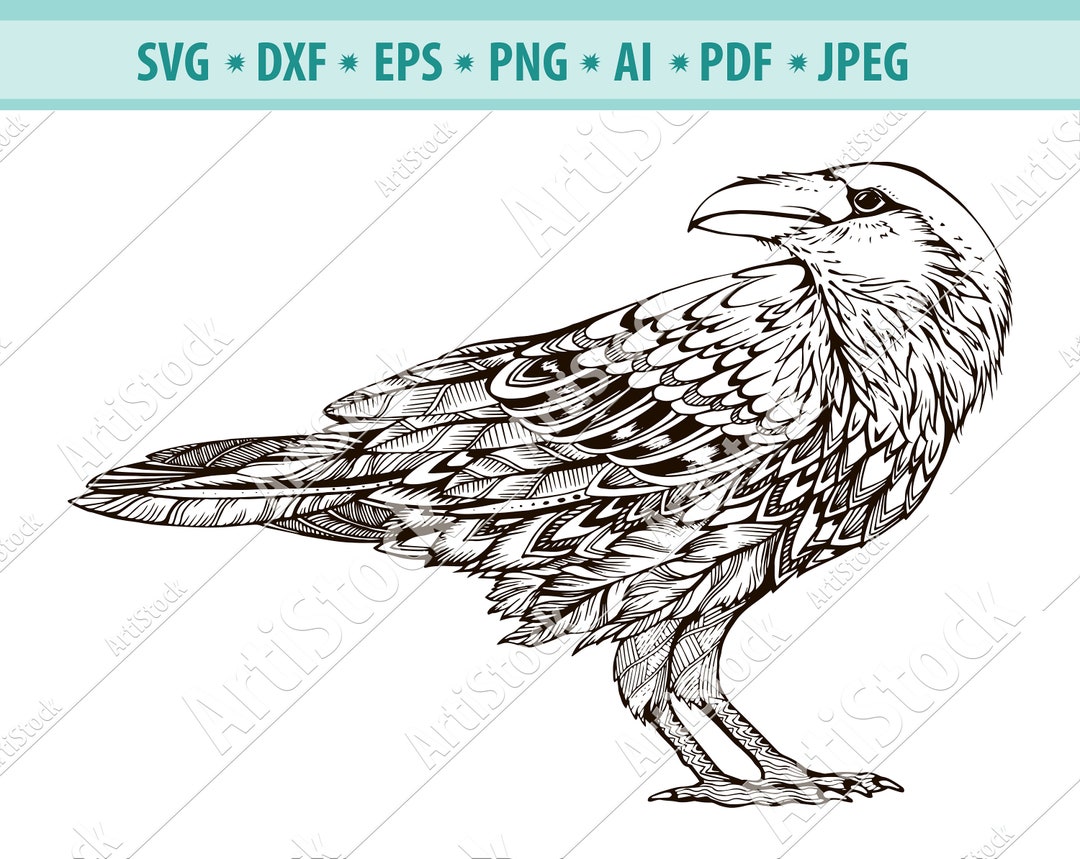 Raven SVG, Crow Zentangle Svg, Raven Clipart, Raven Files for Cricut ...
