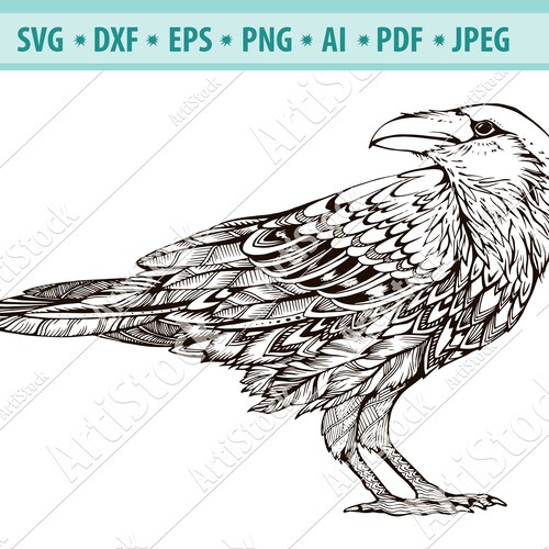Raven Svg Raven Silhouette Dxf SVG for Cricut Raven - Etsy