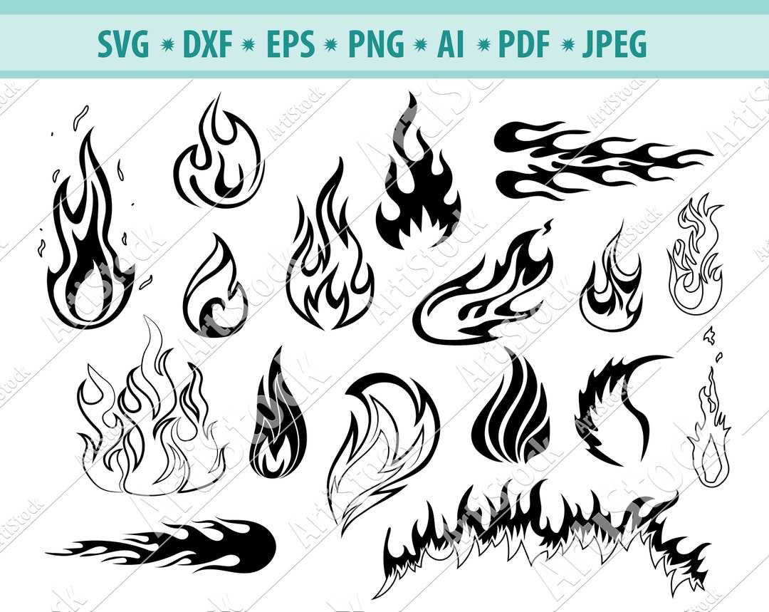 Fire SVG, Flames SVG, Fire Cricut, Fire Dxf, Flames Cutting File for ...