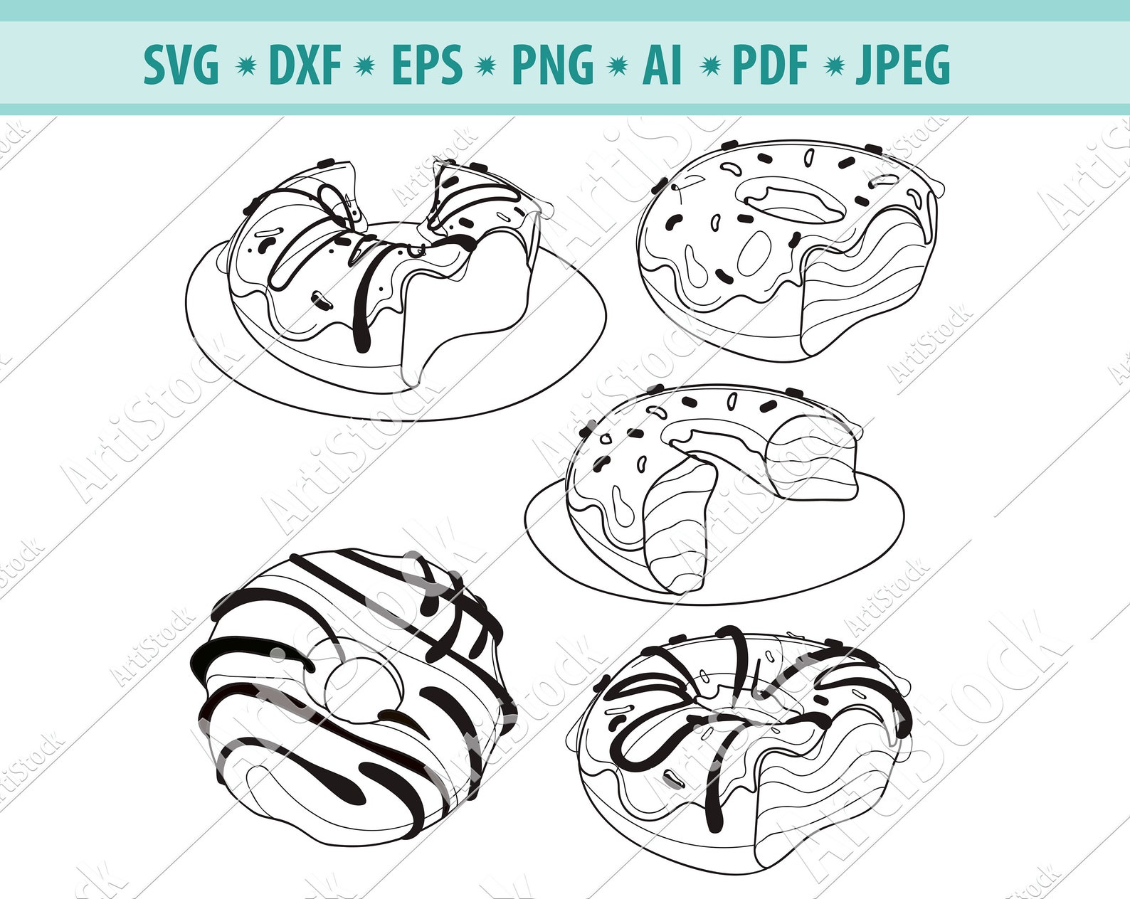 Donut SVG DXF PNG Food Svg Glazed Donut Svg Doughnut Svg - Etsy