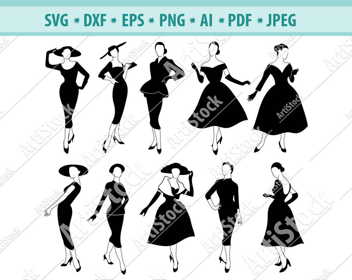 Woman SVG Lady SVG Fashion Dresses Girl Svg Evening Dress | Etsy
