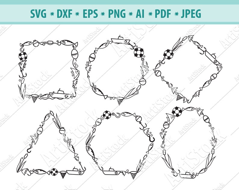 Fishing Border Svg Boat Svg Fishing Bait Svg Butterfly Net - Etsy