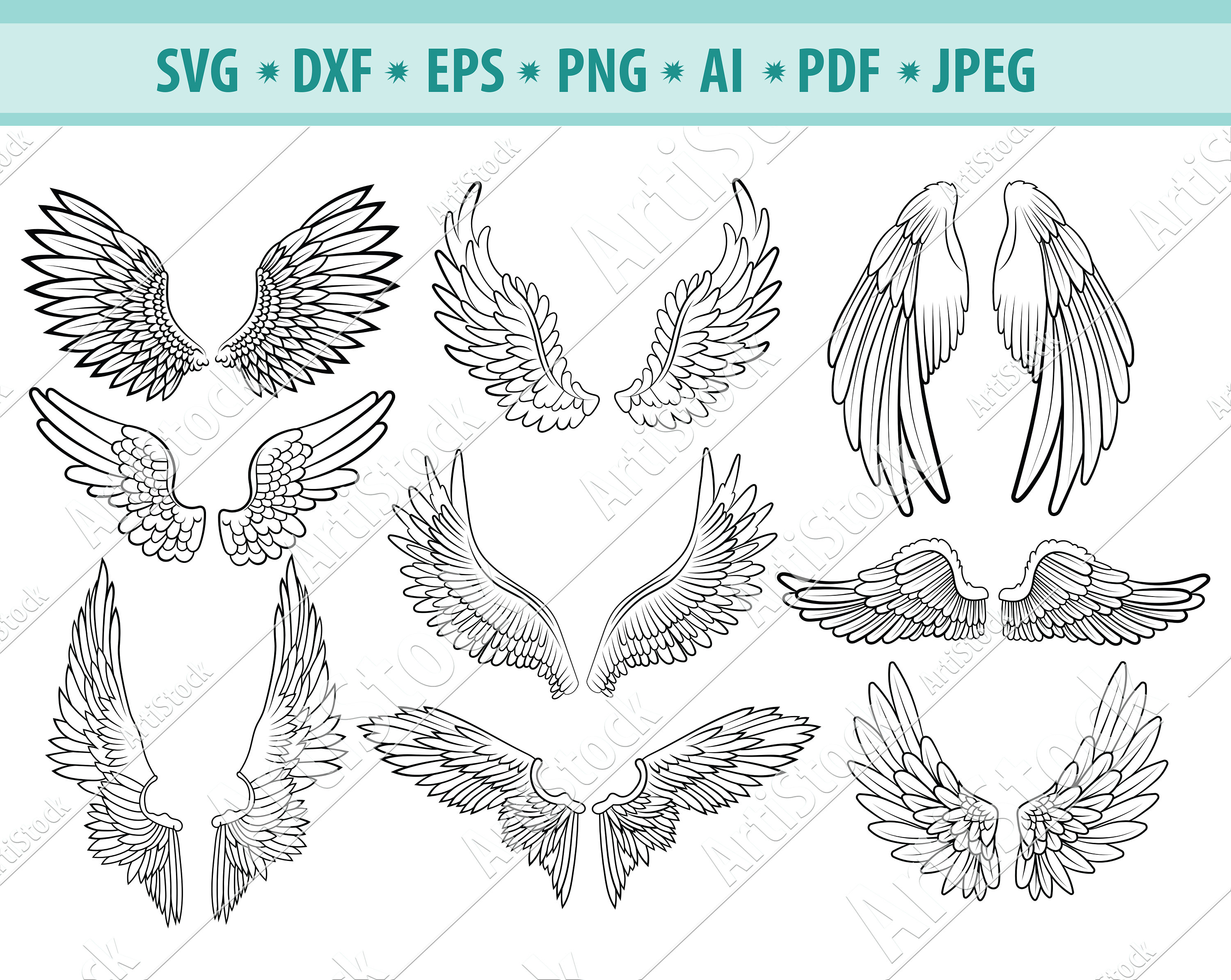 Wings Svg / Angel Wings Svg / Wings Bundle / Wings Cricut Svg | Etsy