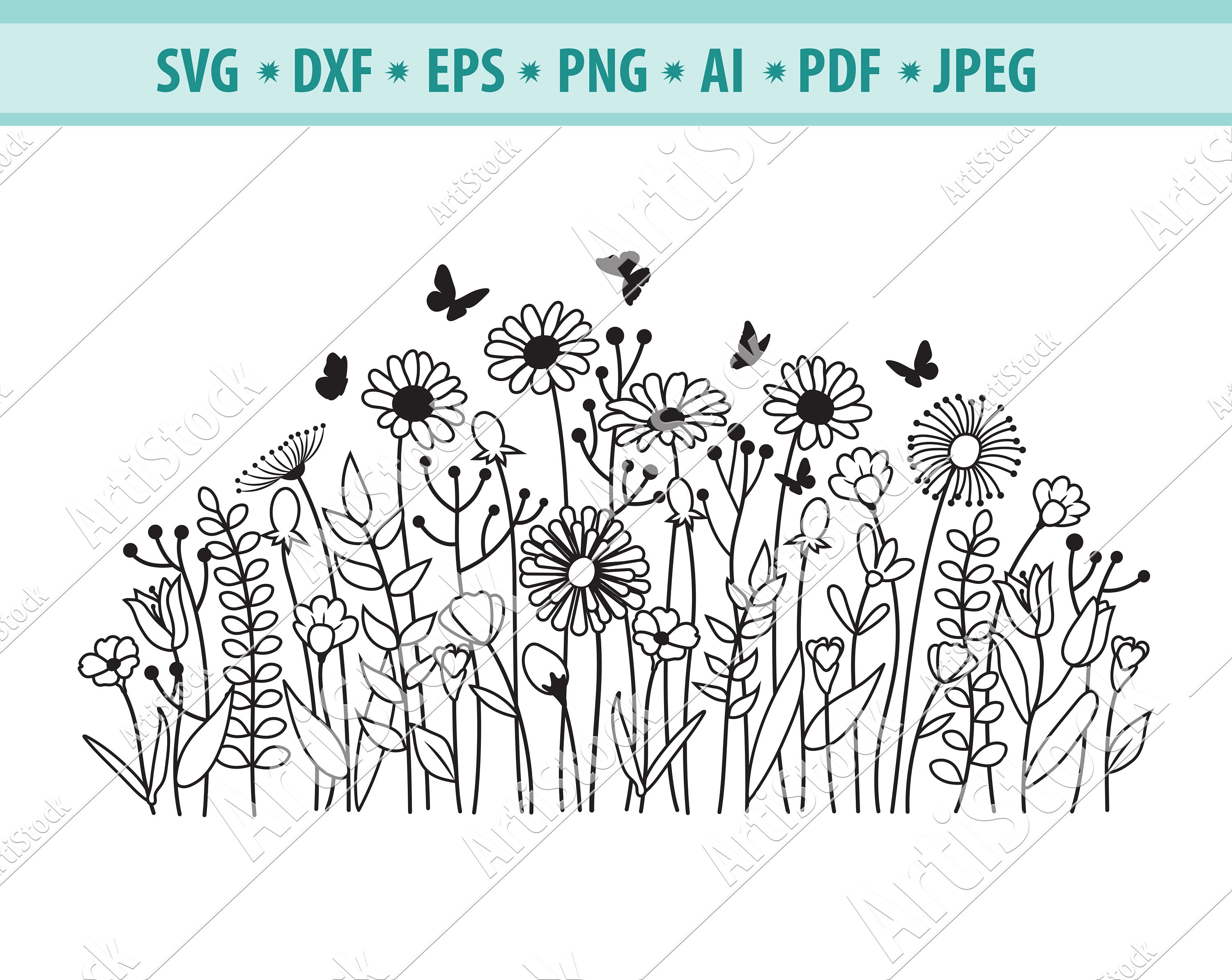 Field Plants Svg Wild Flowers Svg Garden Plant Svg Floral - Etsy Australia