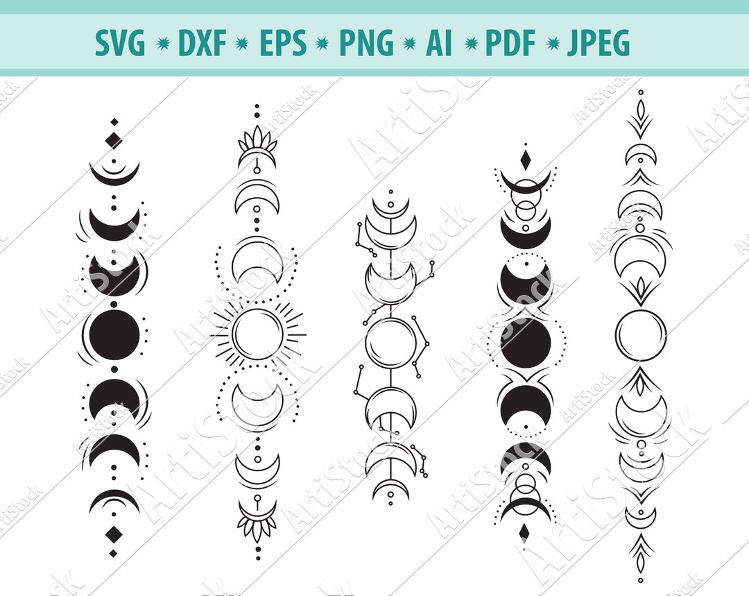 Boho Moon Phases Svg, Magical Moon Svg, Geometric Planet Svg, Astrology ...