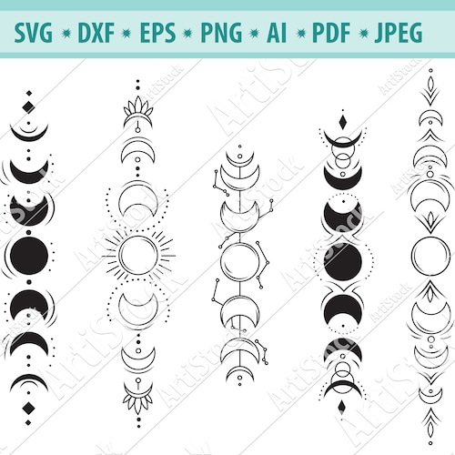 Boho Moon Phases Svg Magical Moon Svg Geometric Planet Svg - Etsy
