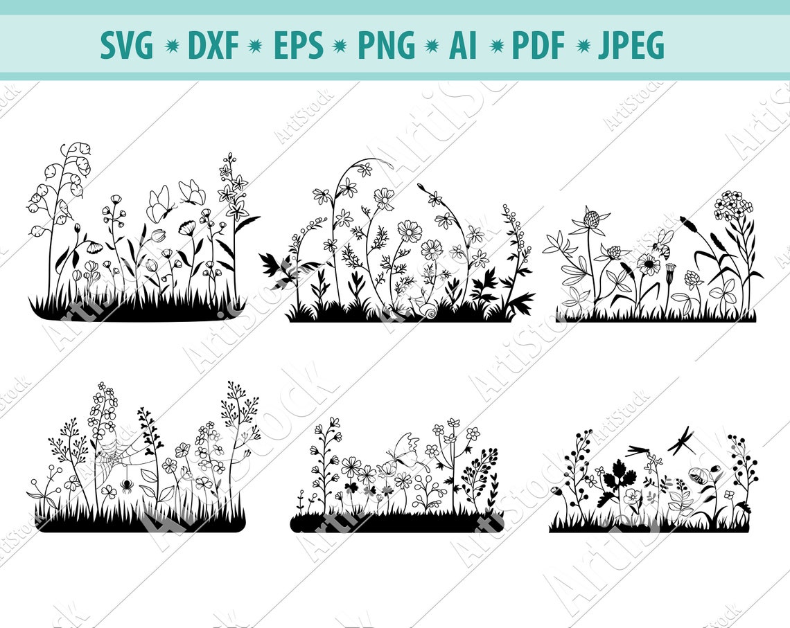 Field Plants Svg Wild Flowers Svg Garden Plant Svg Floral - Etsy
