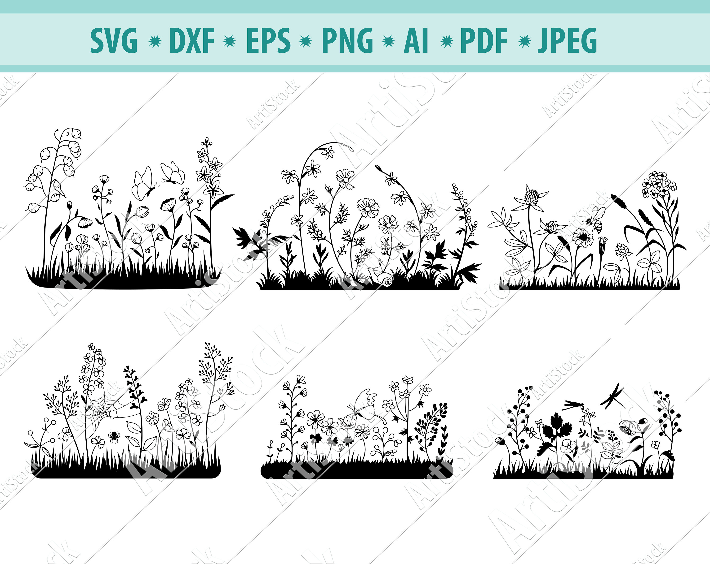 Field Plants Svg Wild Flowers Svg Garden Plant Svg Floral - Etsy Australia