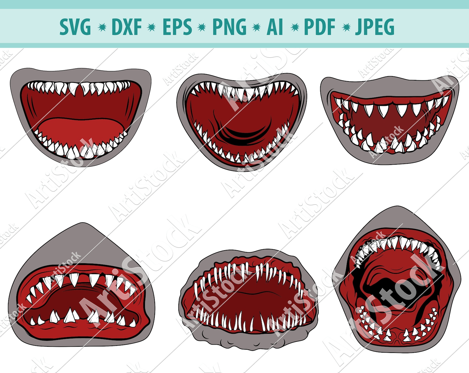 Shark Svg Shark Teeth Svg Shark Mouth Svg Face Mask Svg | Etsy