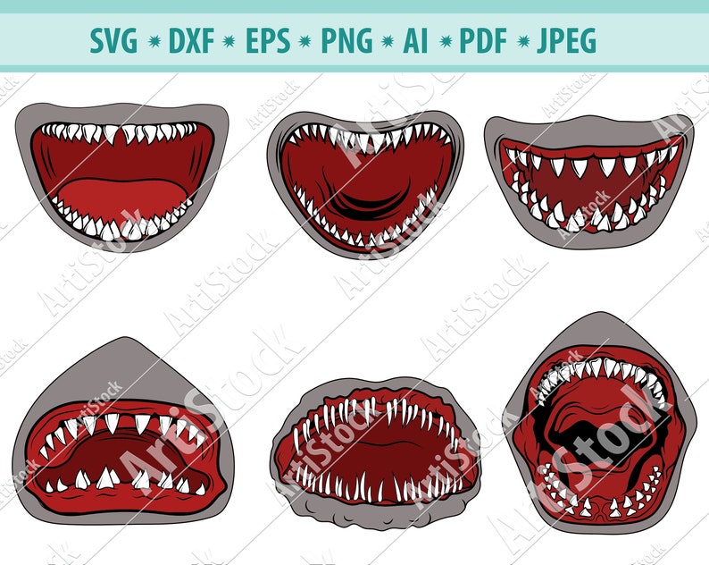 Shark Svg Shark Teeth Svg Shark Mouth Svg Face Mask Svg - Etsy