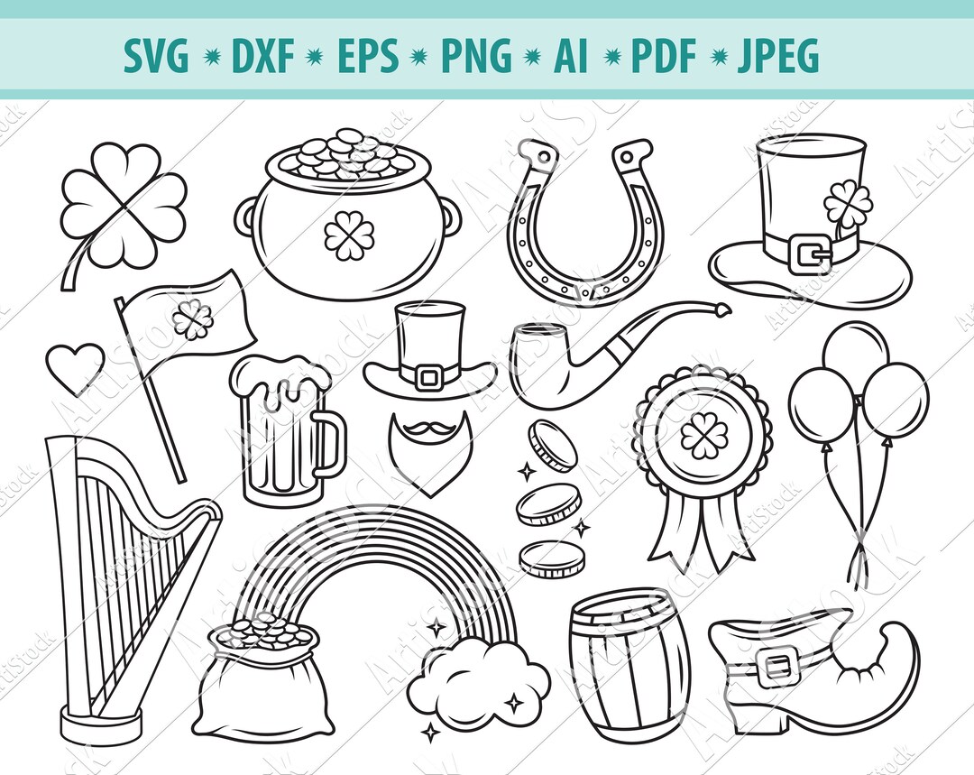 St. Patrick Elements Svg, St.patricks Day Svg, Svg Cut File, Rainbow ...