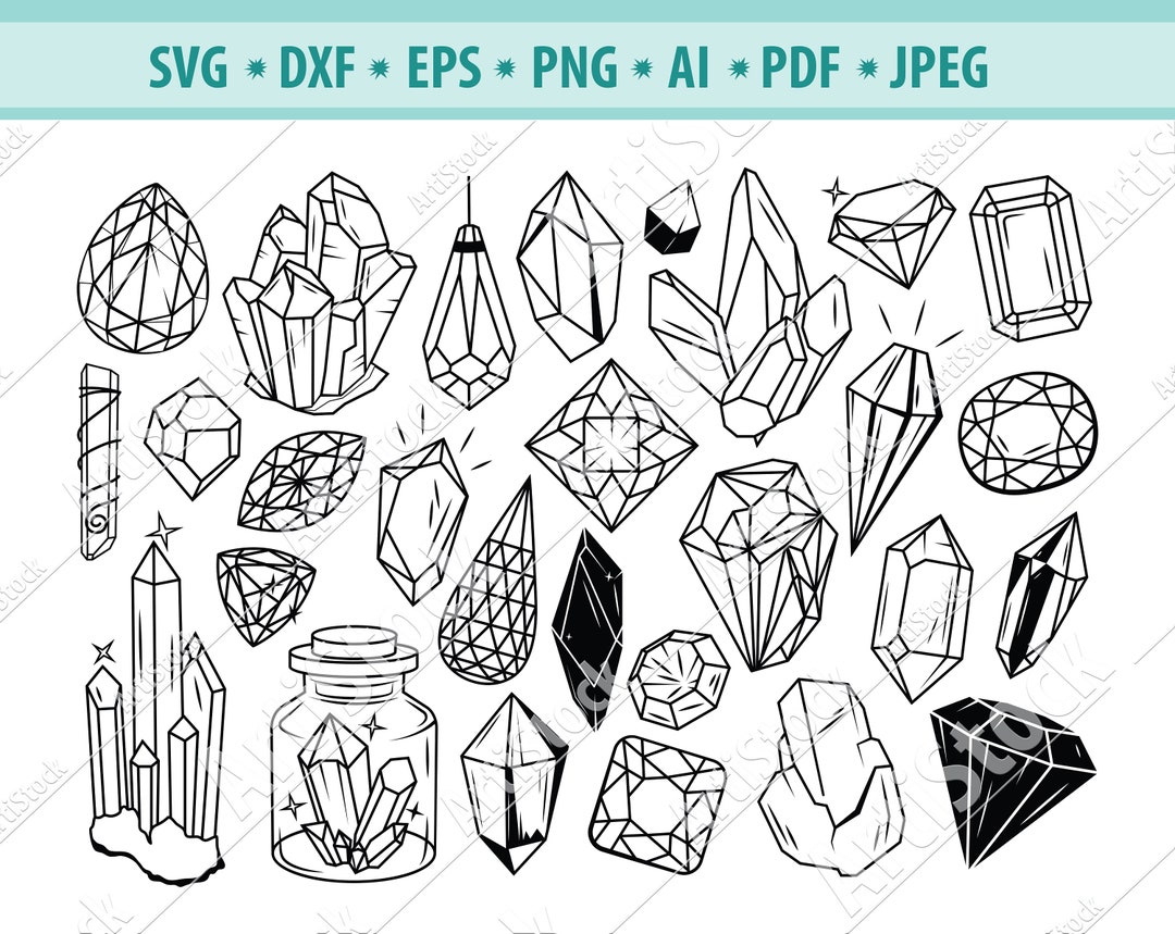 Crystals SVG File, Diamonds Svg, Crystals Clipart, Crystals Files for ...