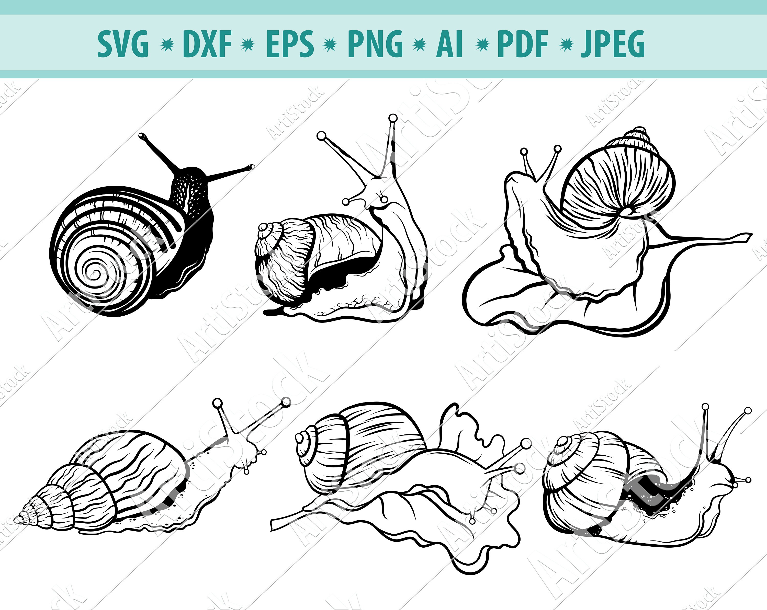 Escargots SVG File, Slugs SVG, Snail Vector Image, Garden animals clip ...
