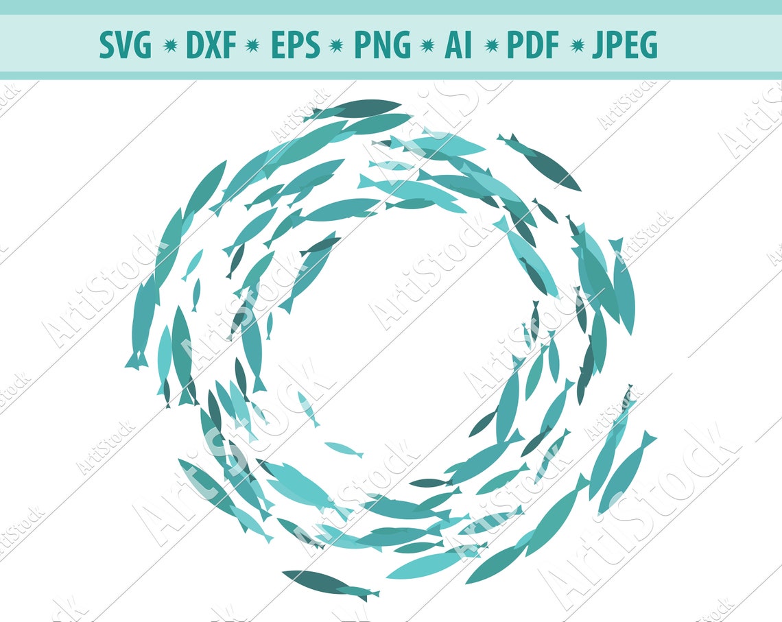 School of Fish. Group of Fishes. Vector Fish Logo. Black - Etsy