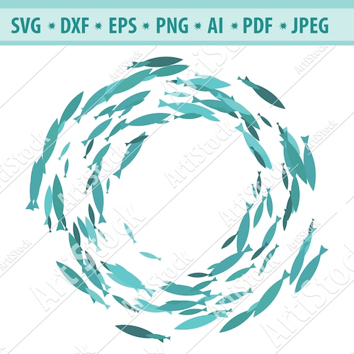 School of Fish. Group of Fishes. Vector Fish Logo. Black - Etsy