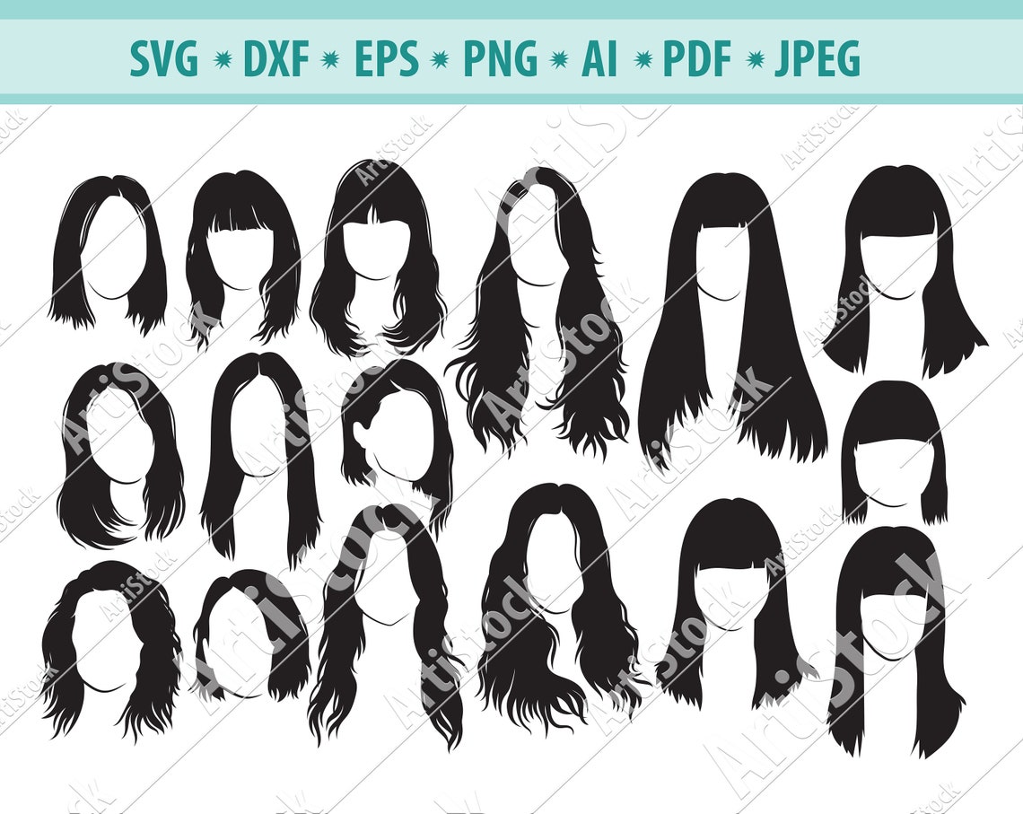 Woman Haircuts Silhouettes SVG - Woman Hairstyle - Female Haircuts ...